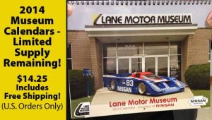 2014 Calendars On Sale- Free Shipping!* - Lane Motor Museum